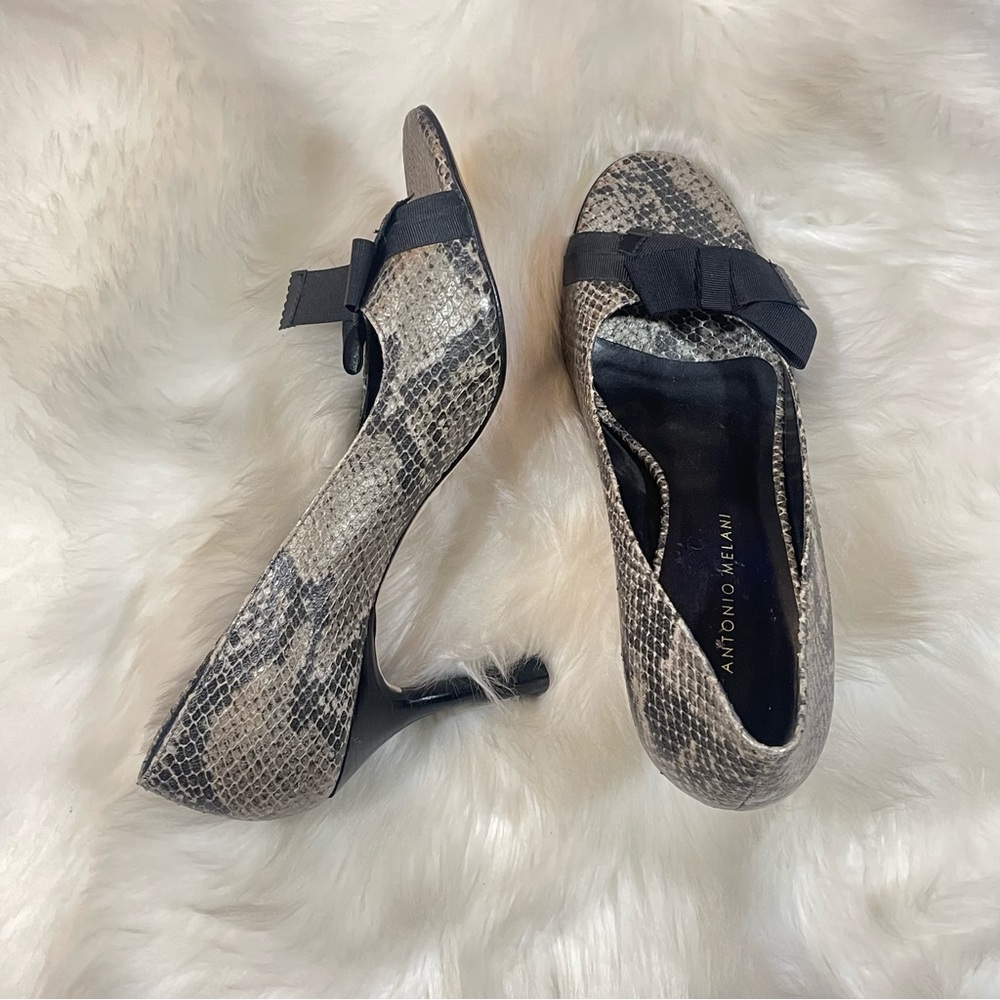 Antonio Melani Leather Snake Skin Heels - Gem
